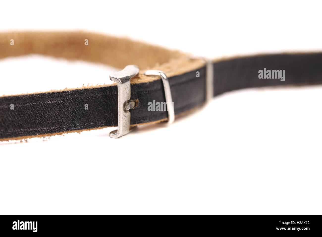 Black leather belt with a rectangular buckle Stock Photo - Alamy
