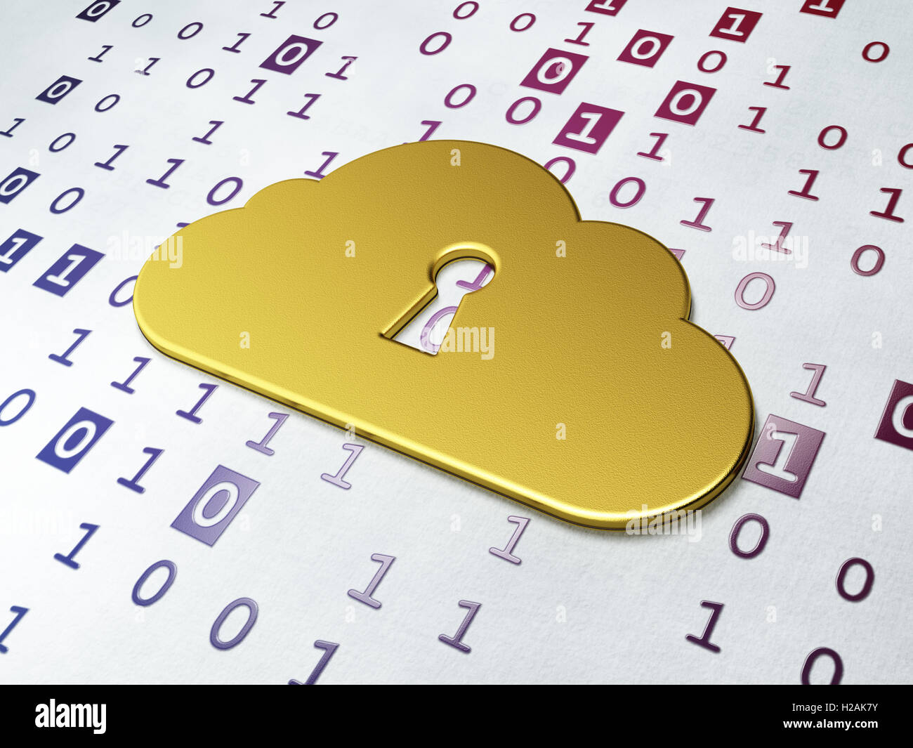 Cloud technology concept: Golden Cloud With Keyhole on Binary Code background Stock Photo - Alamy