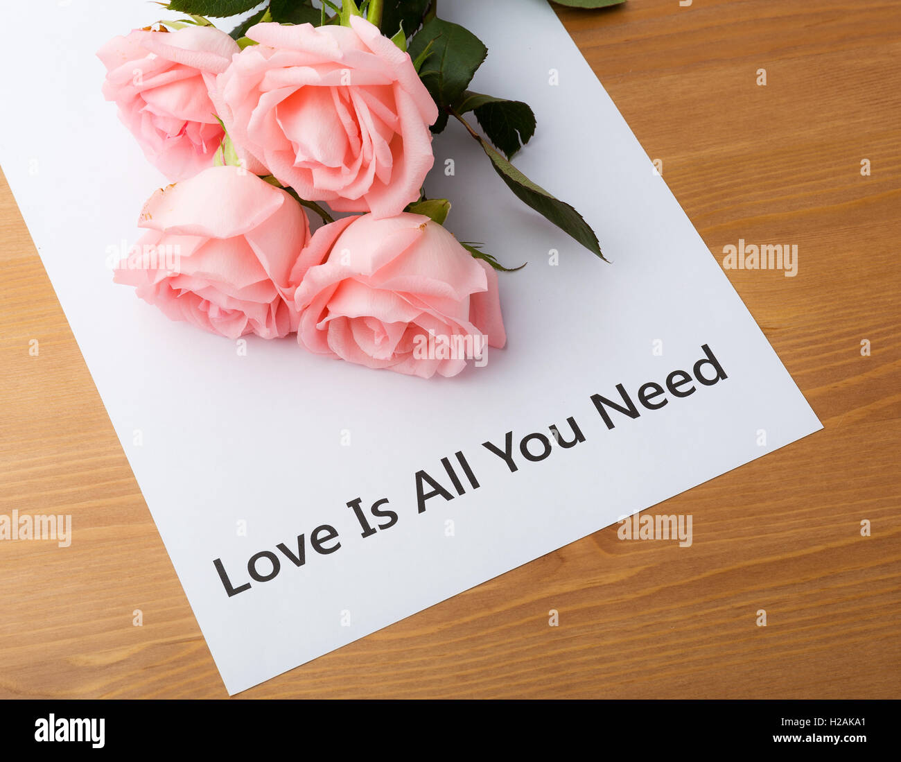 Rose and gift card Stock Photo - Alamy