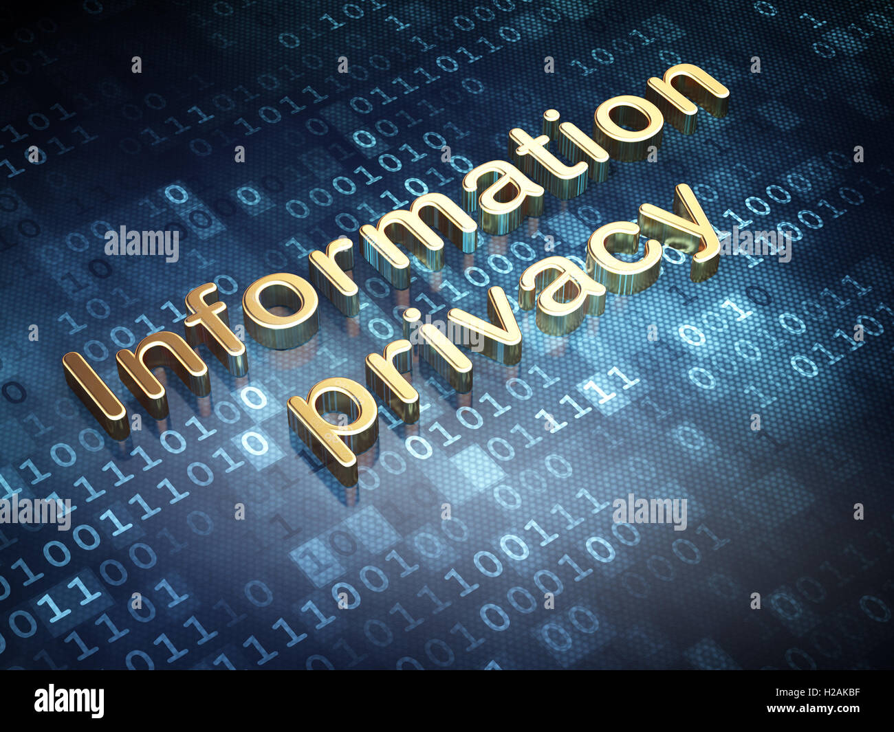 Protection concept: Golden Information Privacy on digital background ...