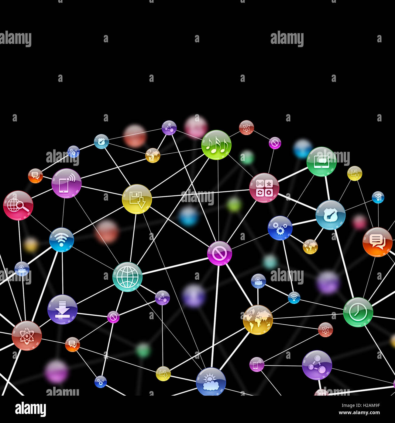 Communication between program icons Stock Photo - Alamy