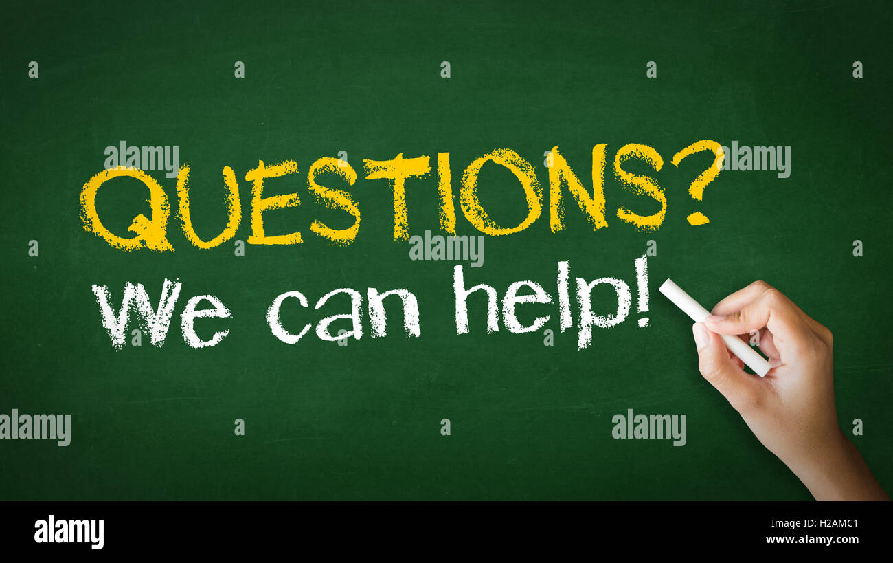 Questions, we can help Chalk Illustration Stock Photo - Alamy