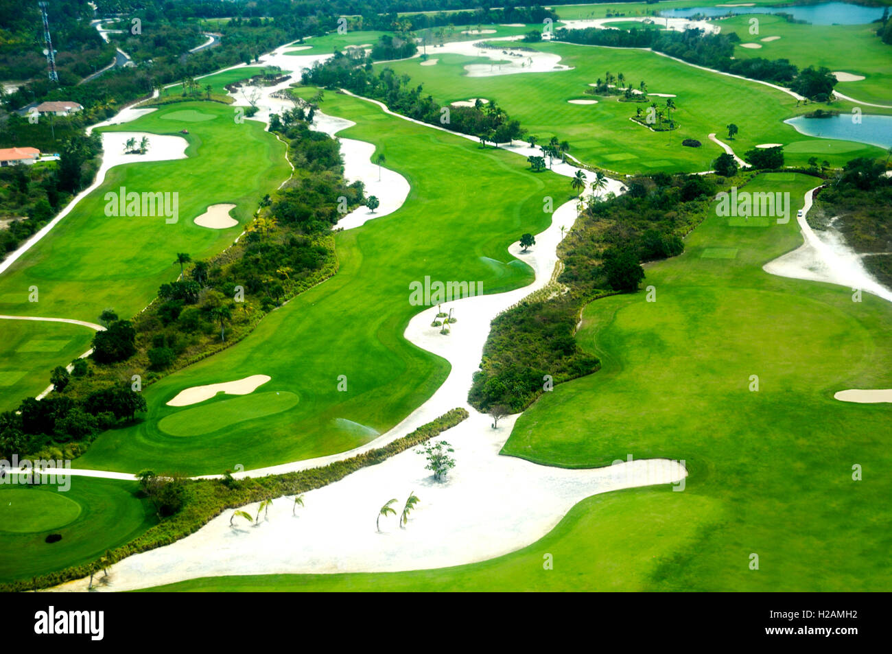 Elevevated view of golf course Stock Photo - Alamy