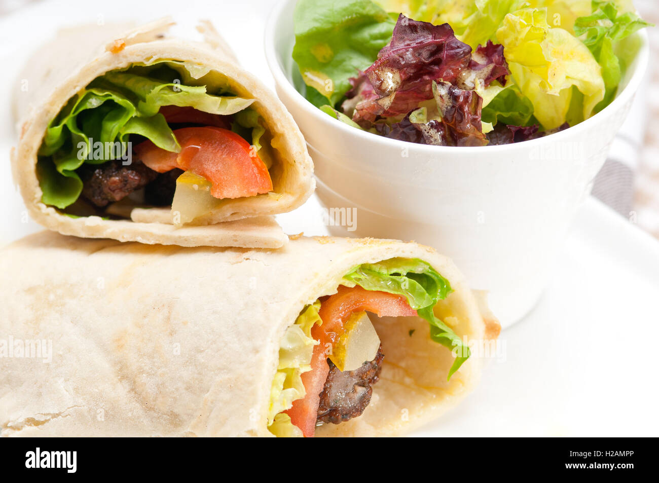 kafta shawarma chicken pita wrap roll sandwich Stock Photo - Alamy