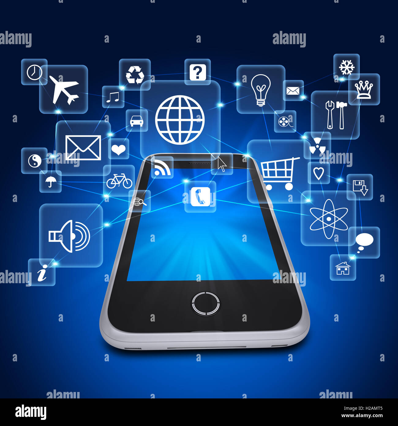 Smartphone and application icons Stock Photo - Alamy