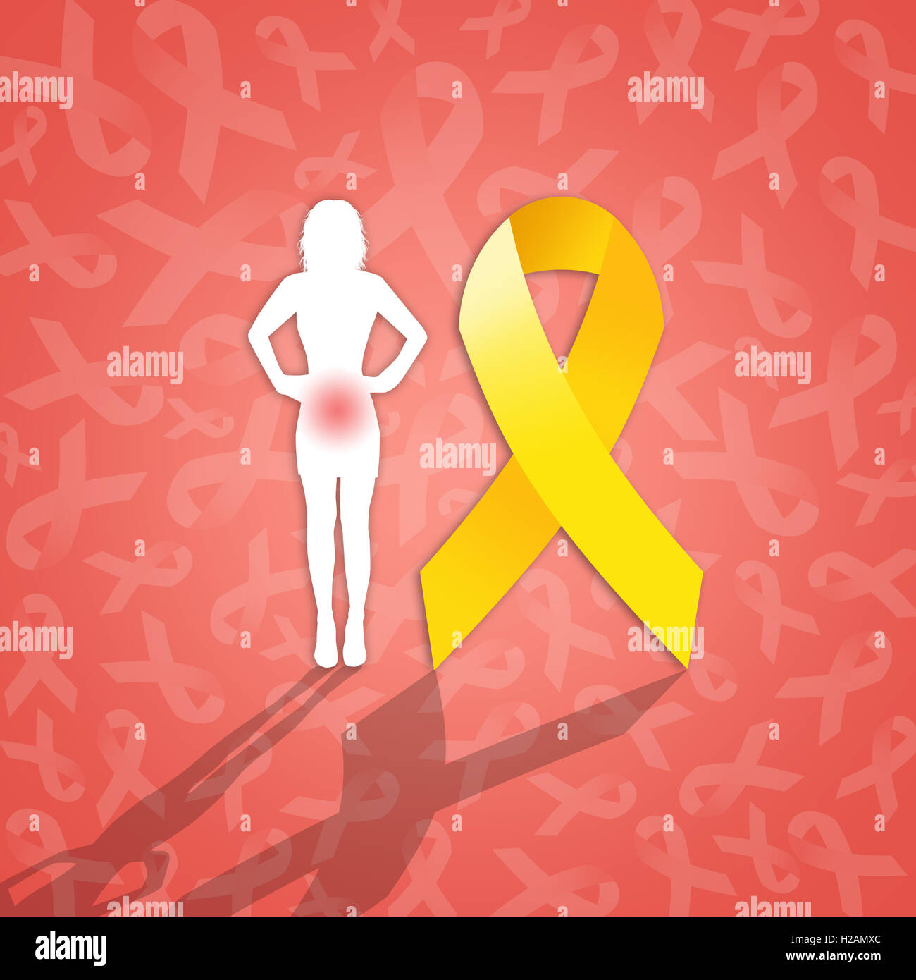 yellow ribbon with woman silhouette Stock Photo - Alamy
