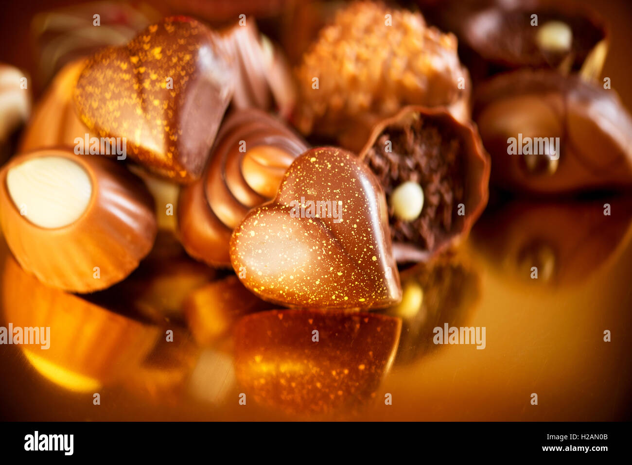 Valentine Chocolates. Assorted Chocolate Candies Stock Photo - Alamy