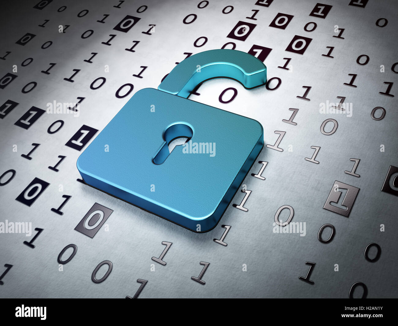 Data concept: Opened Padlock on Binary Code background Stock Photo - Alamy