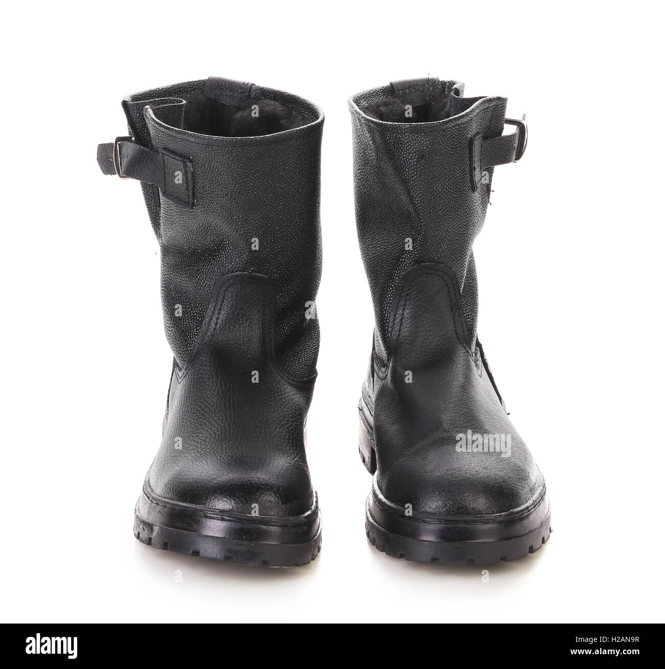 Black leather boots Stock Photo - Alamy