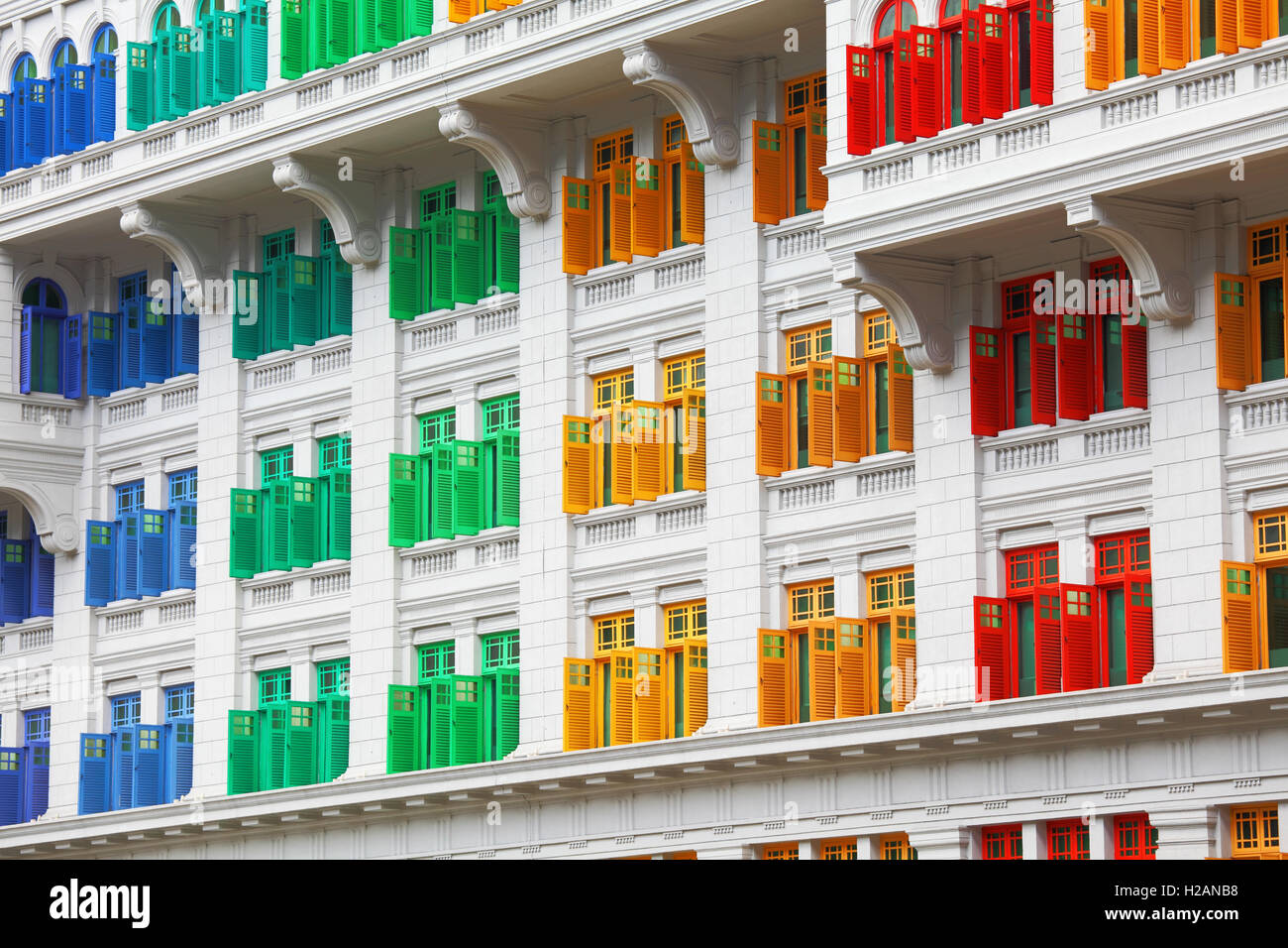 Heritage colourful Windows in Singapore Stock Photo - Alamy