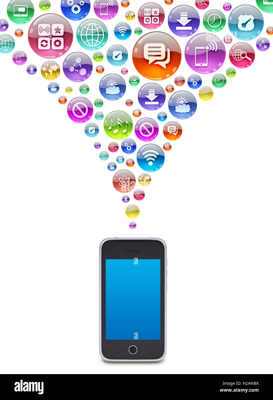 Smartphone and application icons Stock Photo - Alamy