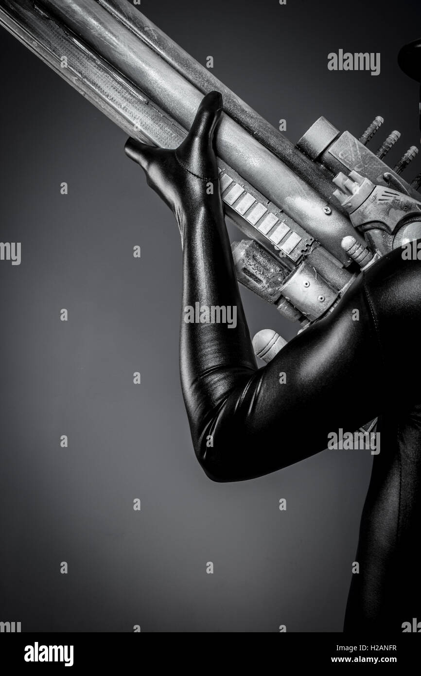 Starfighter with huge plasma rifle, fantasy concept, military he Stock ...