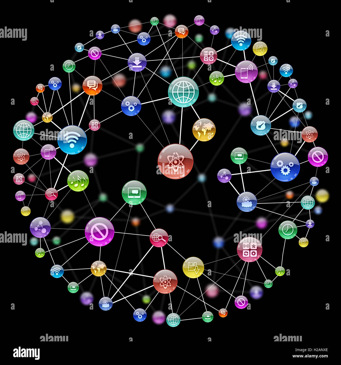 Communication between program icons Stock Photo - Alamy