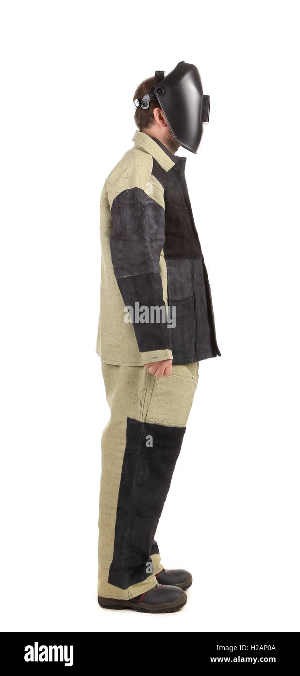 Welder in workwear suit. Side Stock Photo - Alamy