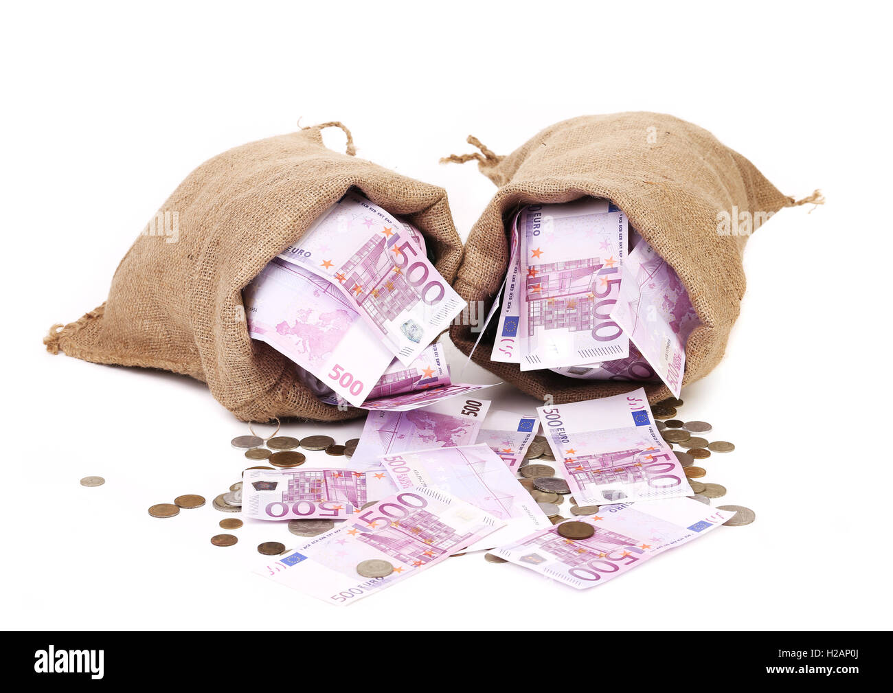 Two bags with much money Stock Photo - Alamy