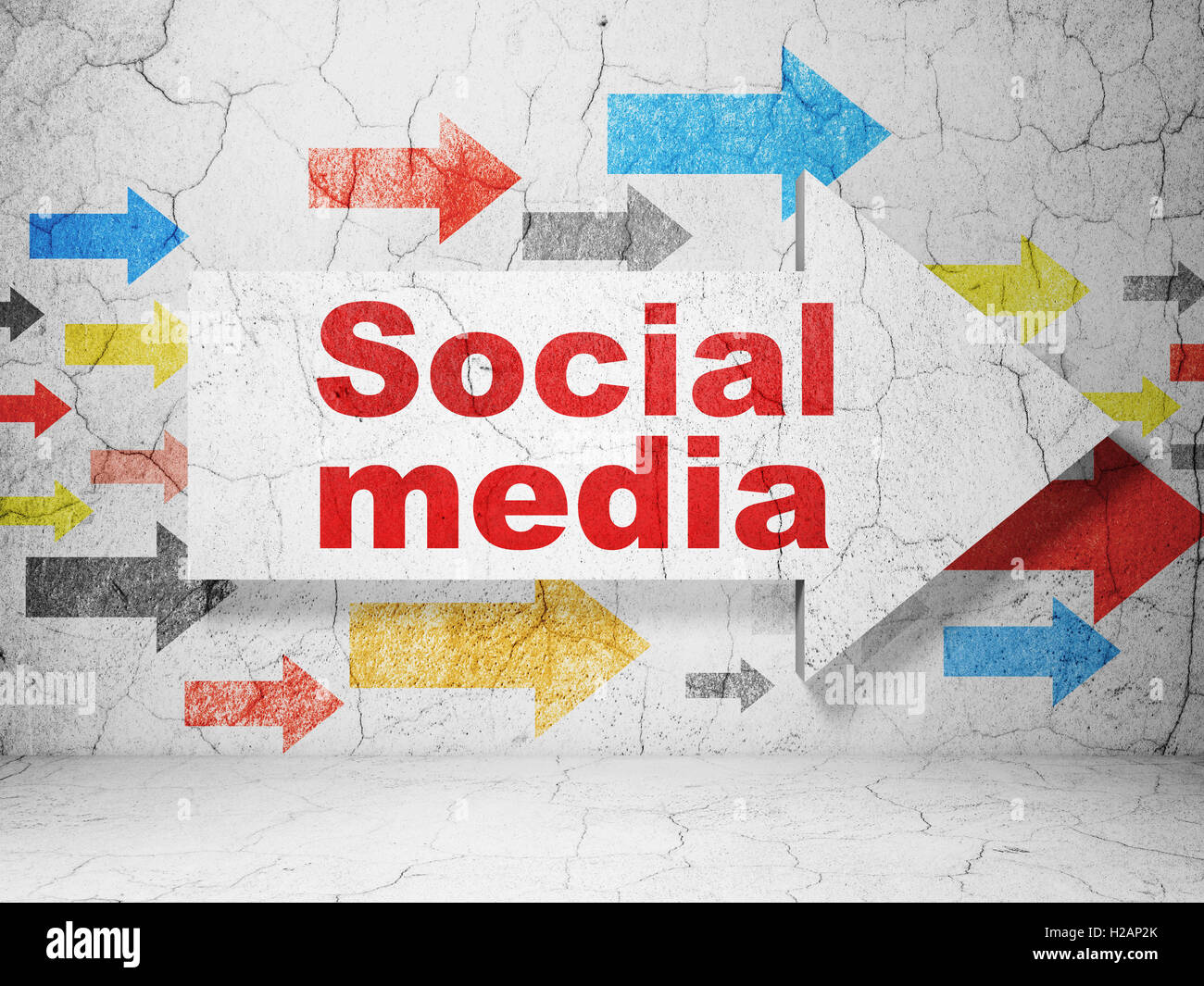 Social network concept: arrow with Social Media on grunge wall ...
