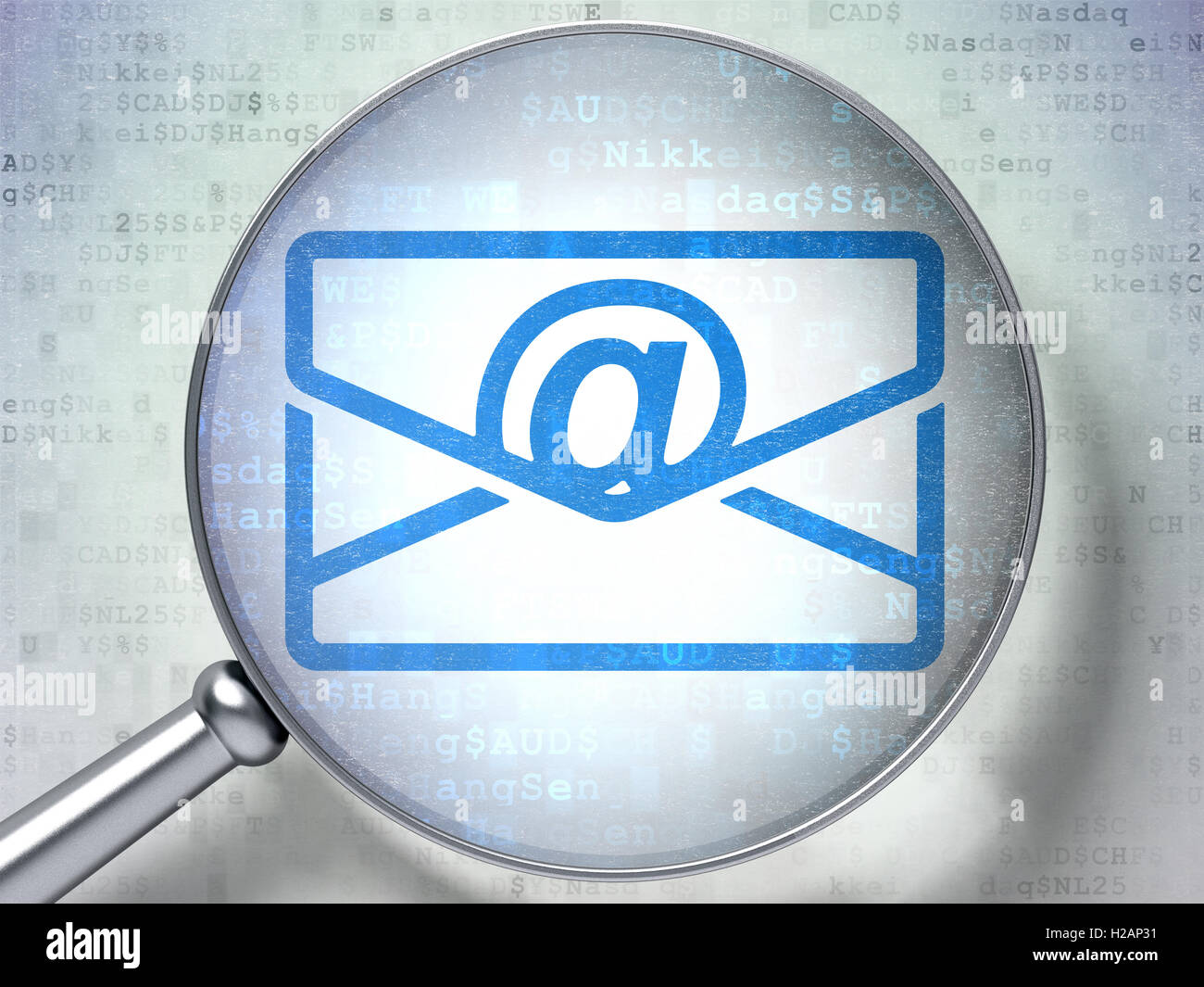 Business concept: Email with optical glass on digital background Stock ...