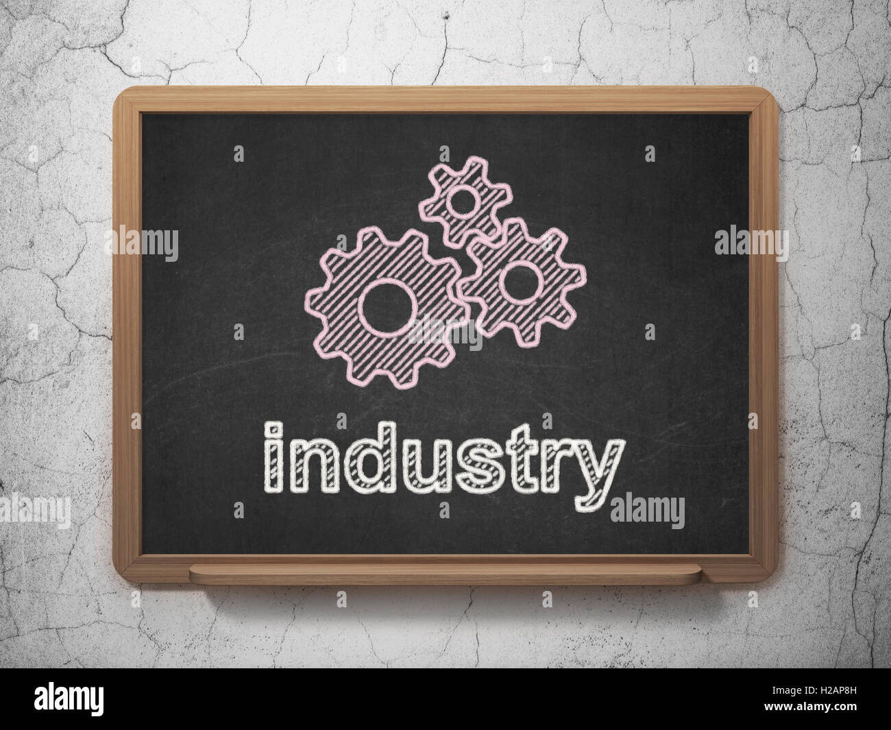Business concept: Gears and Industry on chalkboard background Stock ...