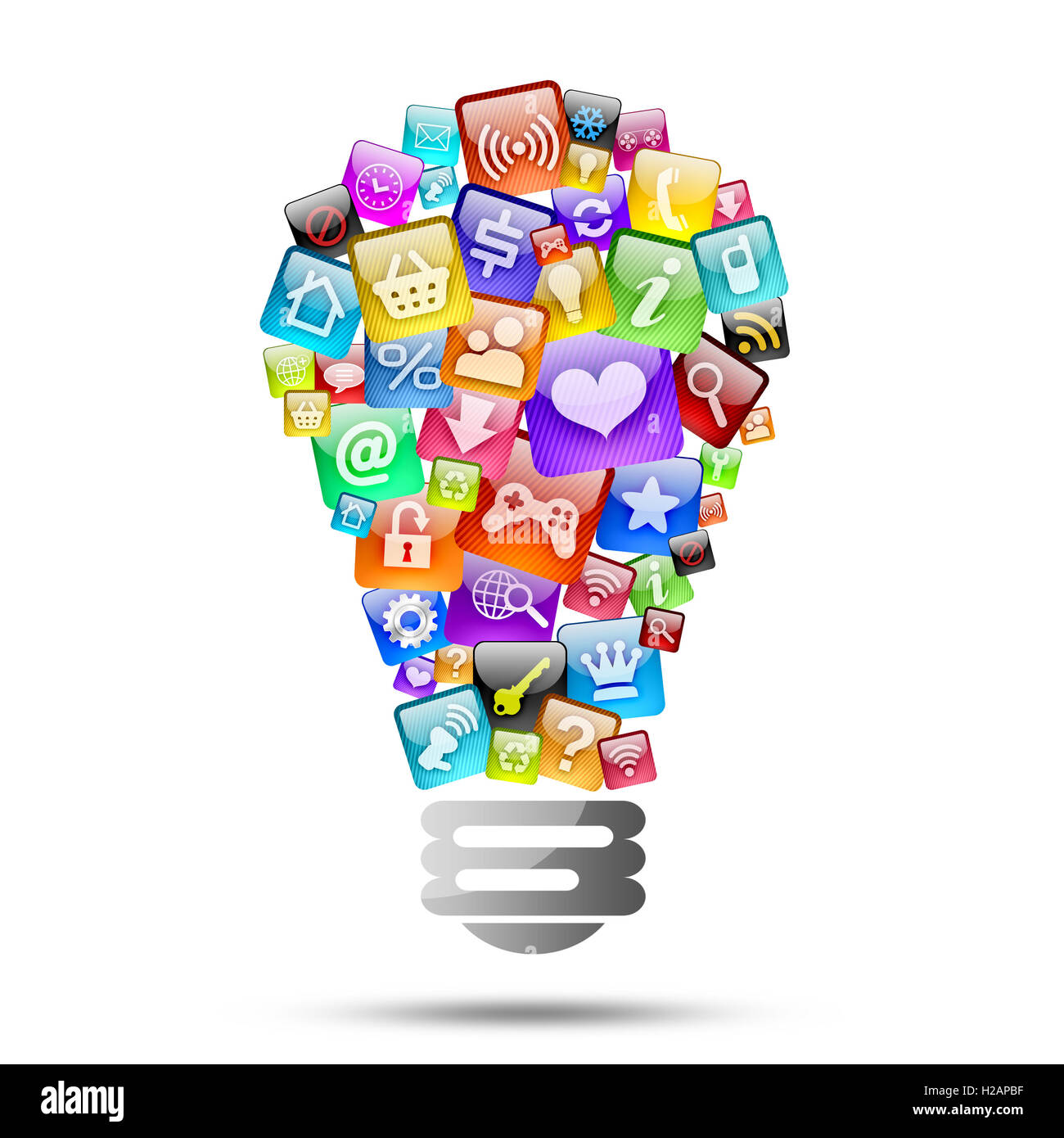 Lamp consisting of apps icons Stock Photo - Alamy