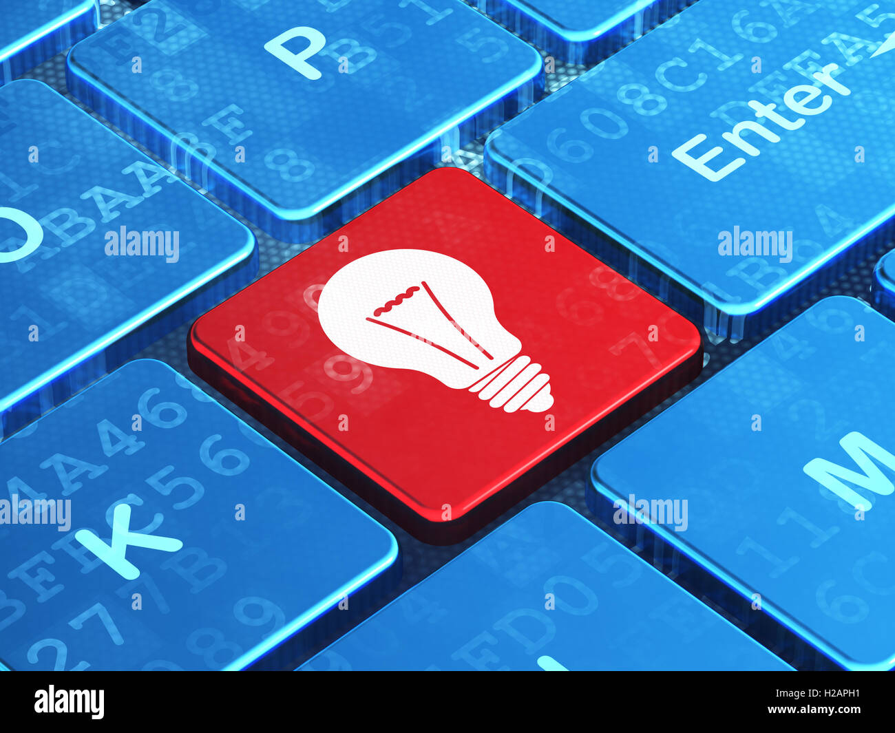 Business concept: Light Bulb on computer keyboard background Stock Photo - Alamy