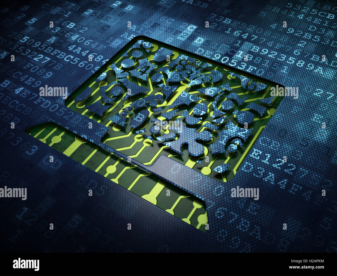 Education concept: Computer Pc on digital screen background Stock Photo ...