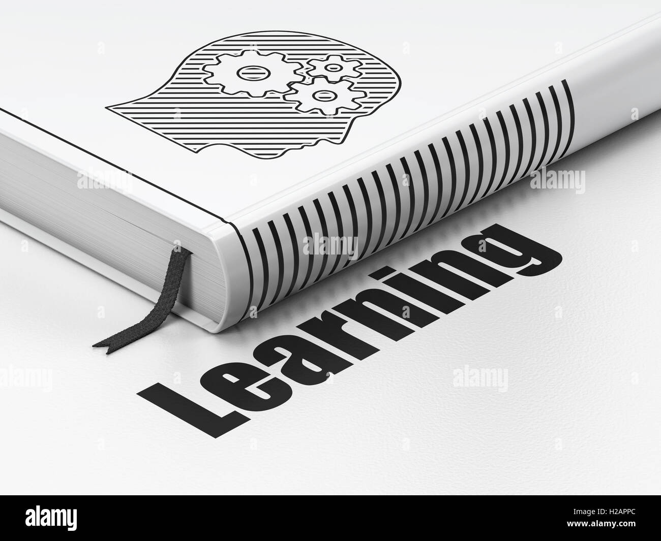 Education concept: book Head With Gears, Learning on white background ...