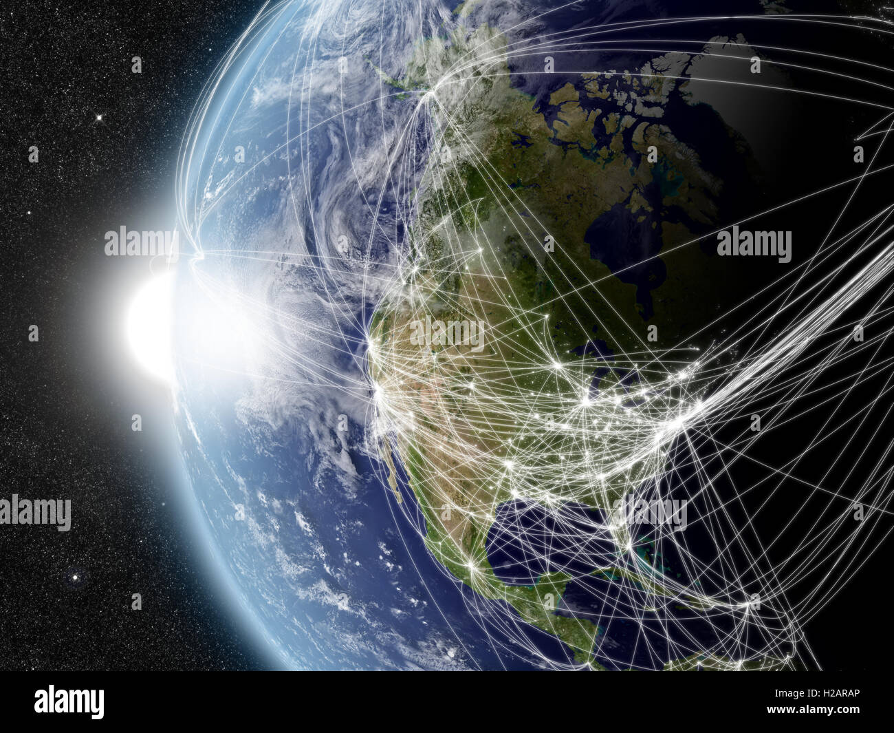North america map air routes hi-res stock photography and images - Alamy