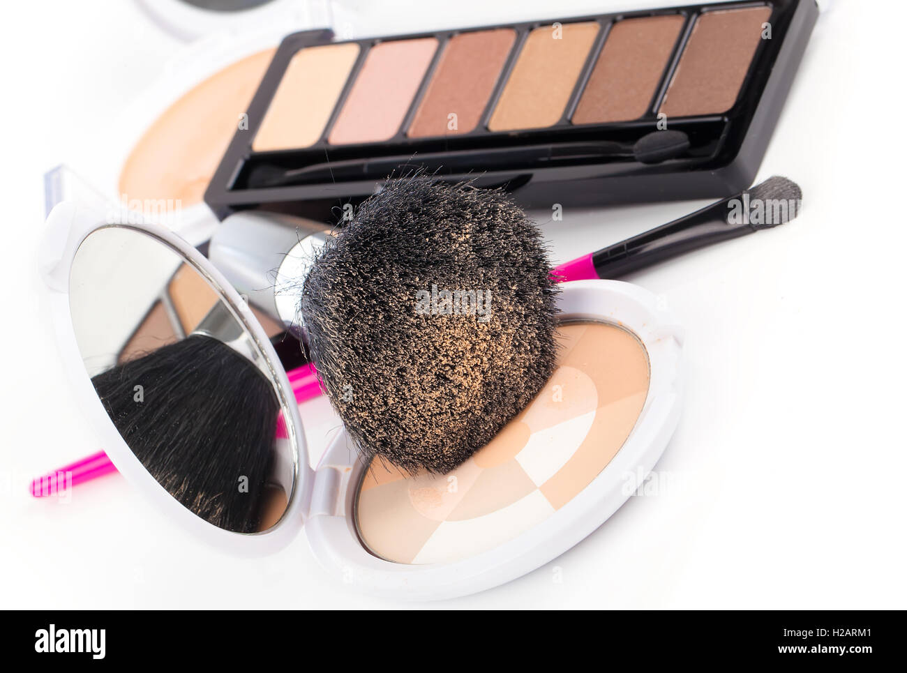 compact powder and black brush isolated Stock Photo - Alamy