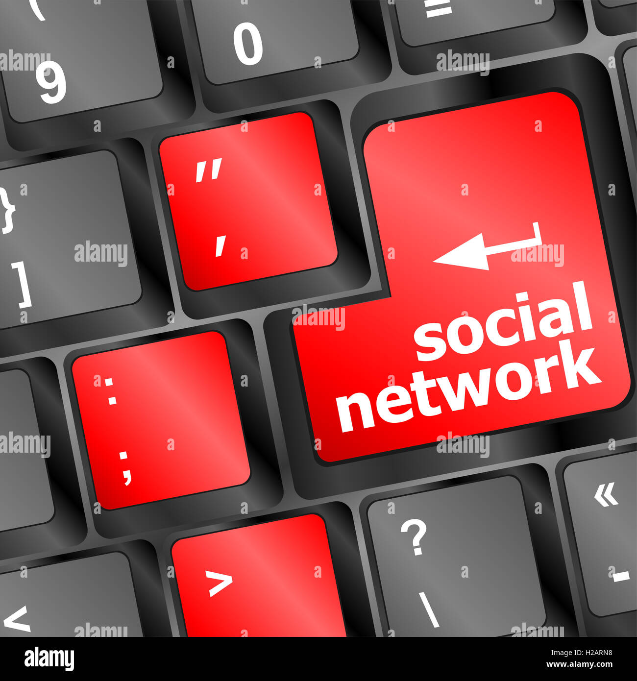 Social network keyboard key button Stock Photo - Alamy