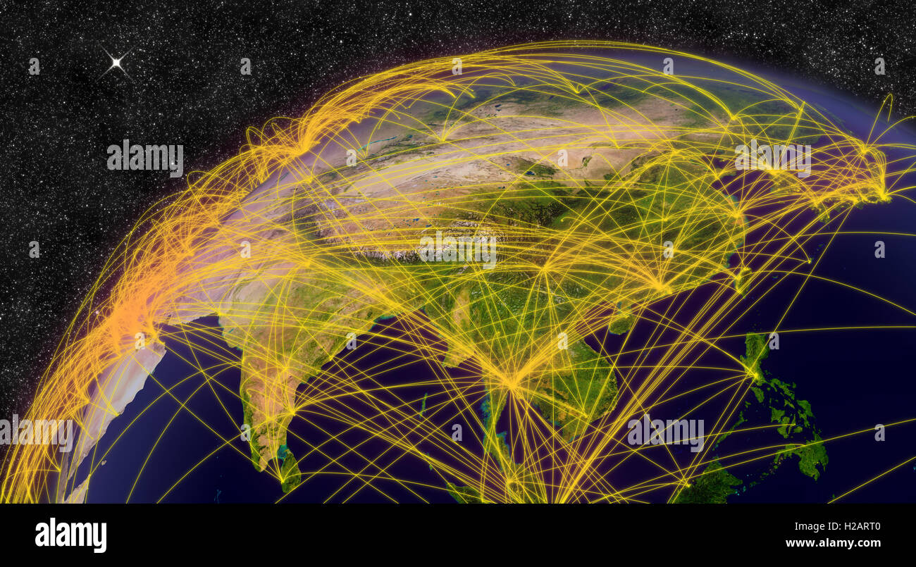 Global air traffic map hi-res stock photography and images - Alamy
