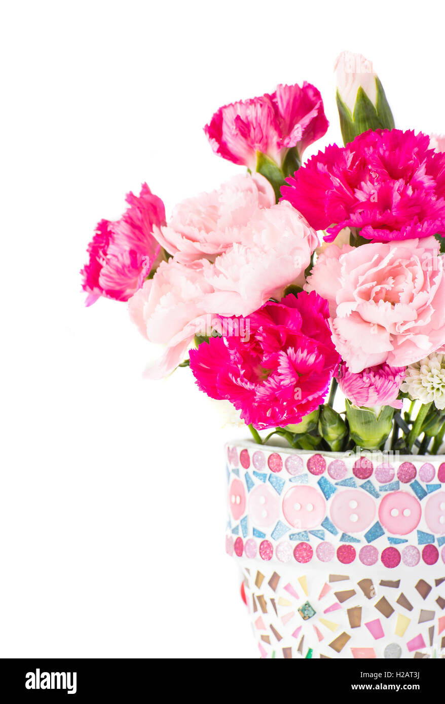 Carnation in mosaic flower pot Stock Photo - Alamy