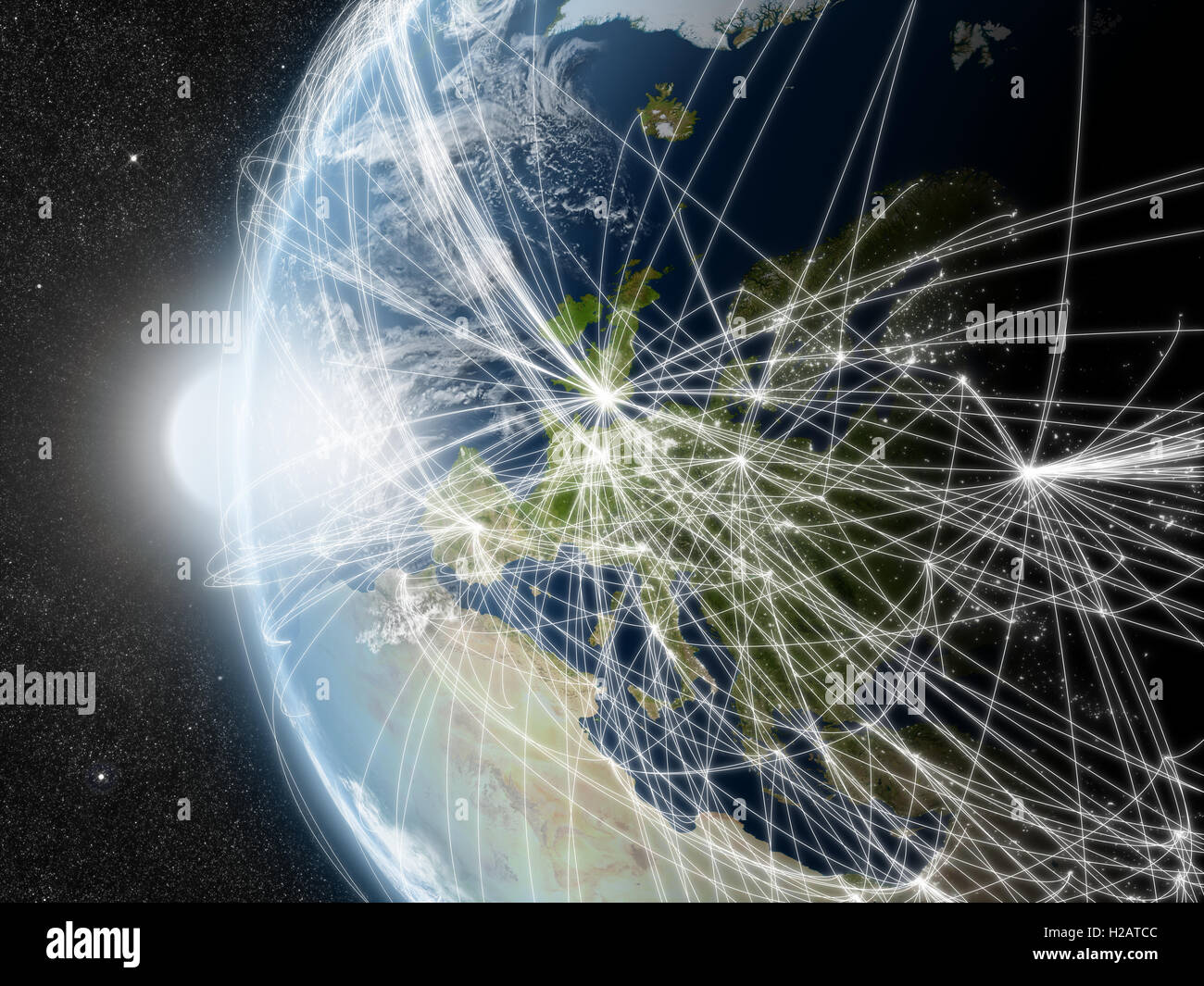 Europe map air routes hi-res stock photography and images - Alamy