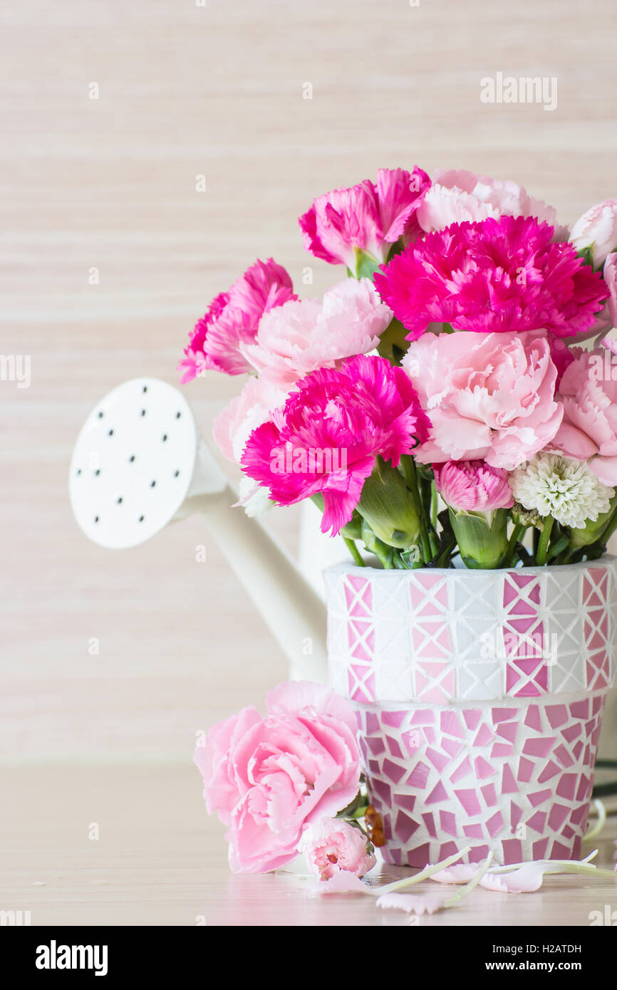 Carnation in mosaic flower pot Stock Photo - Alamy