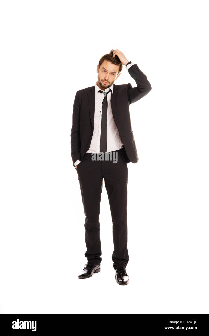 Man suit scratching head Cut Out Stock Images & Pictures - Alamy