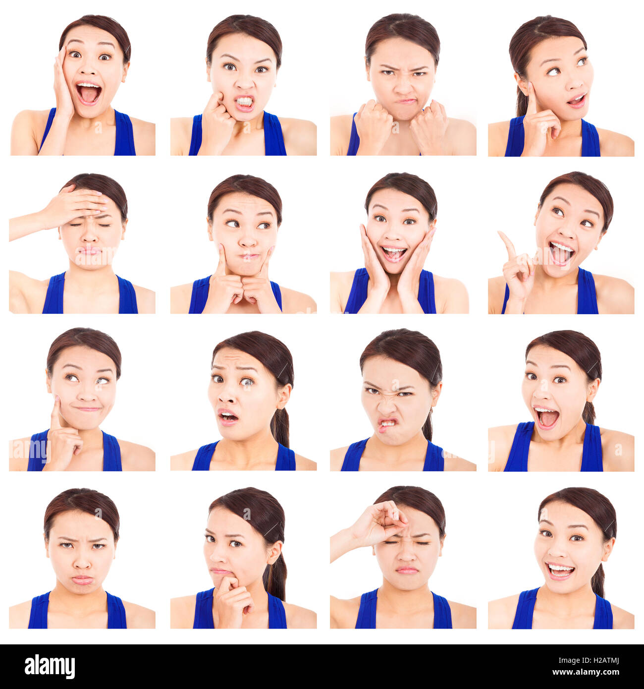 Multiple expressions of woman Cut Out Stock Images & Pictures - Alamy