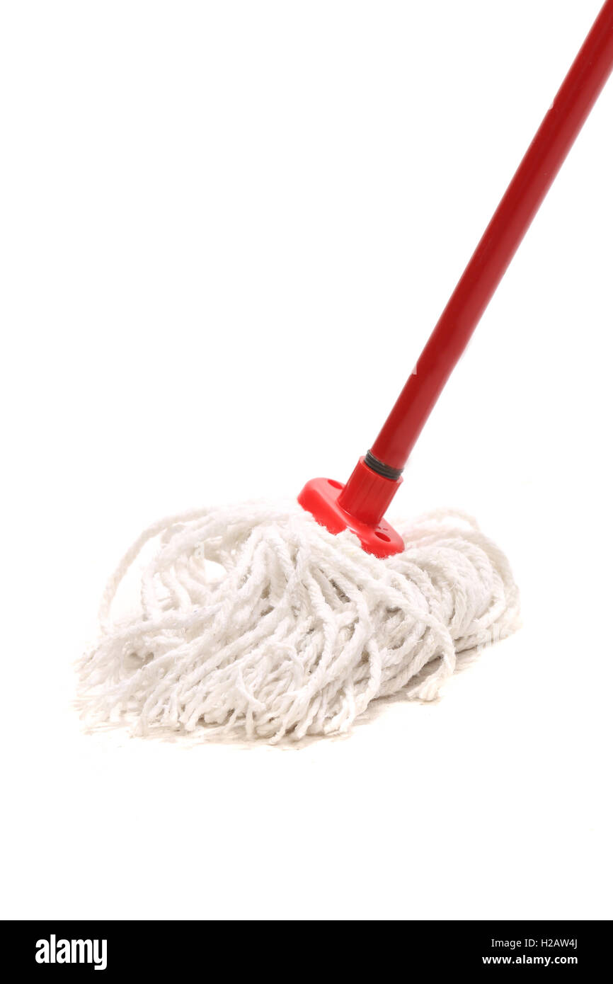 Closeup of red mop for cleaning Stock Photo - Alamy