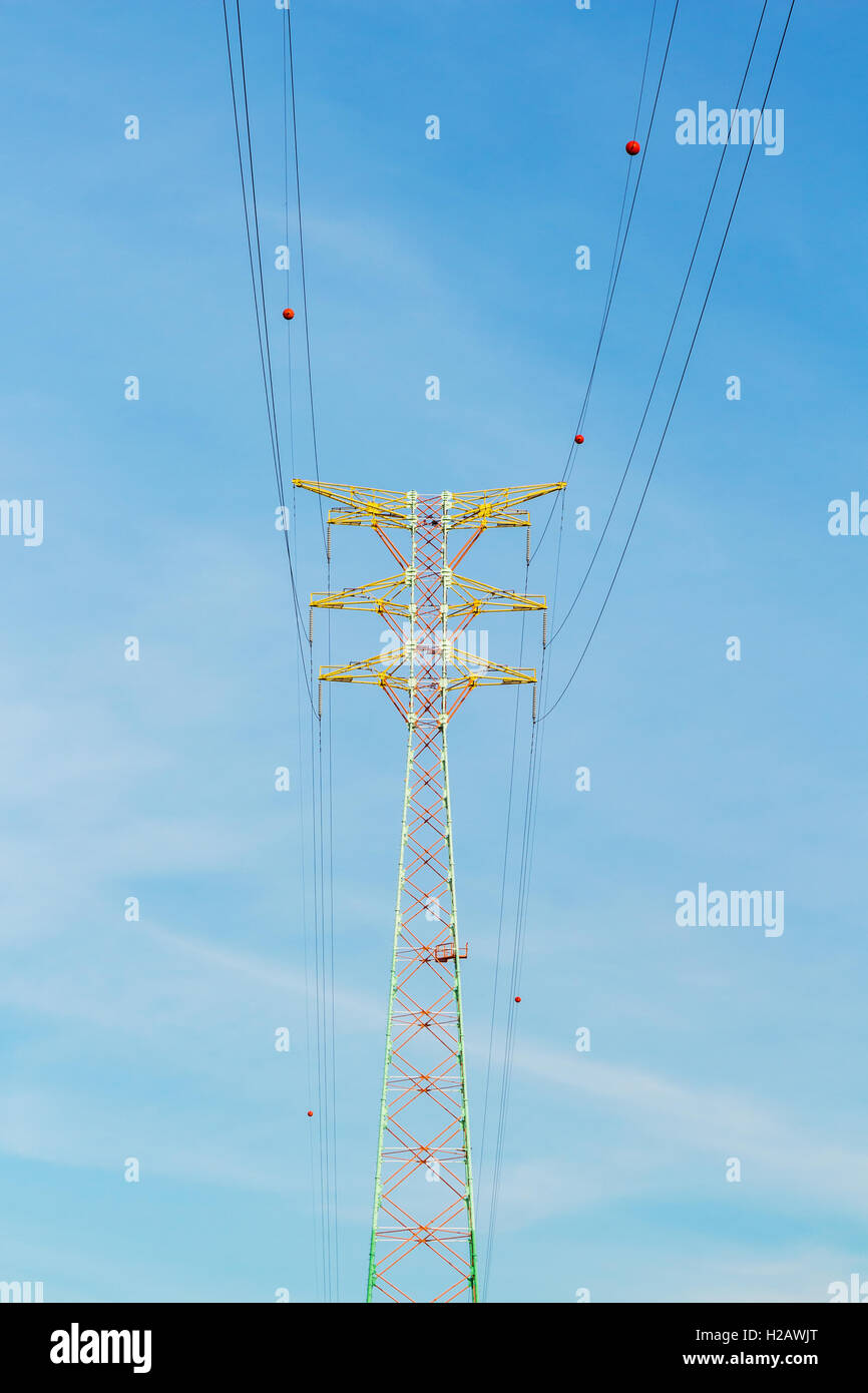 Power distribution tower cable Stock Photo - Alamy