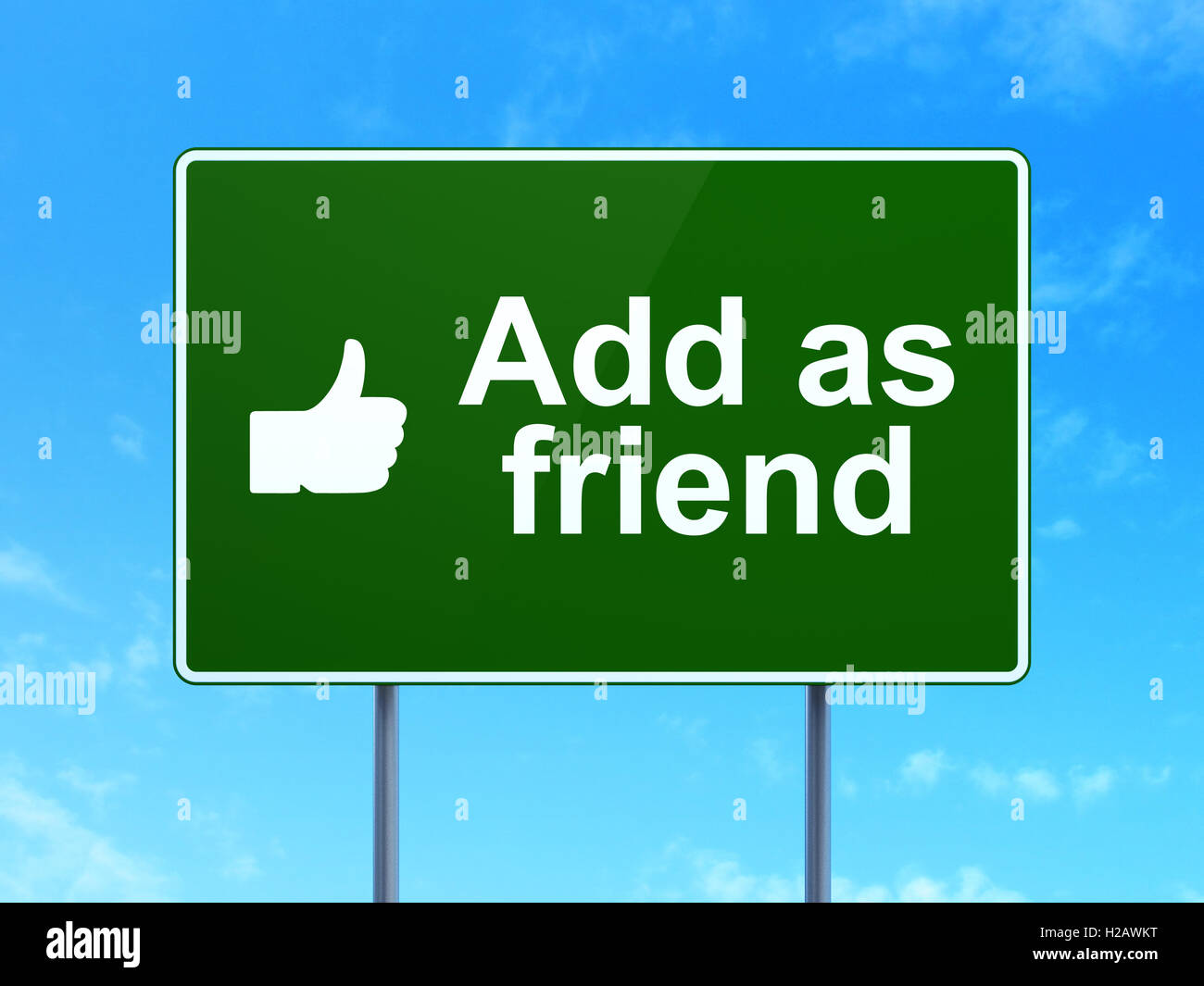 Social media concept: Add as Friend and Thumb Up on road sign ...
