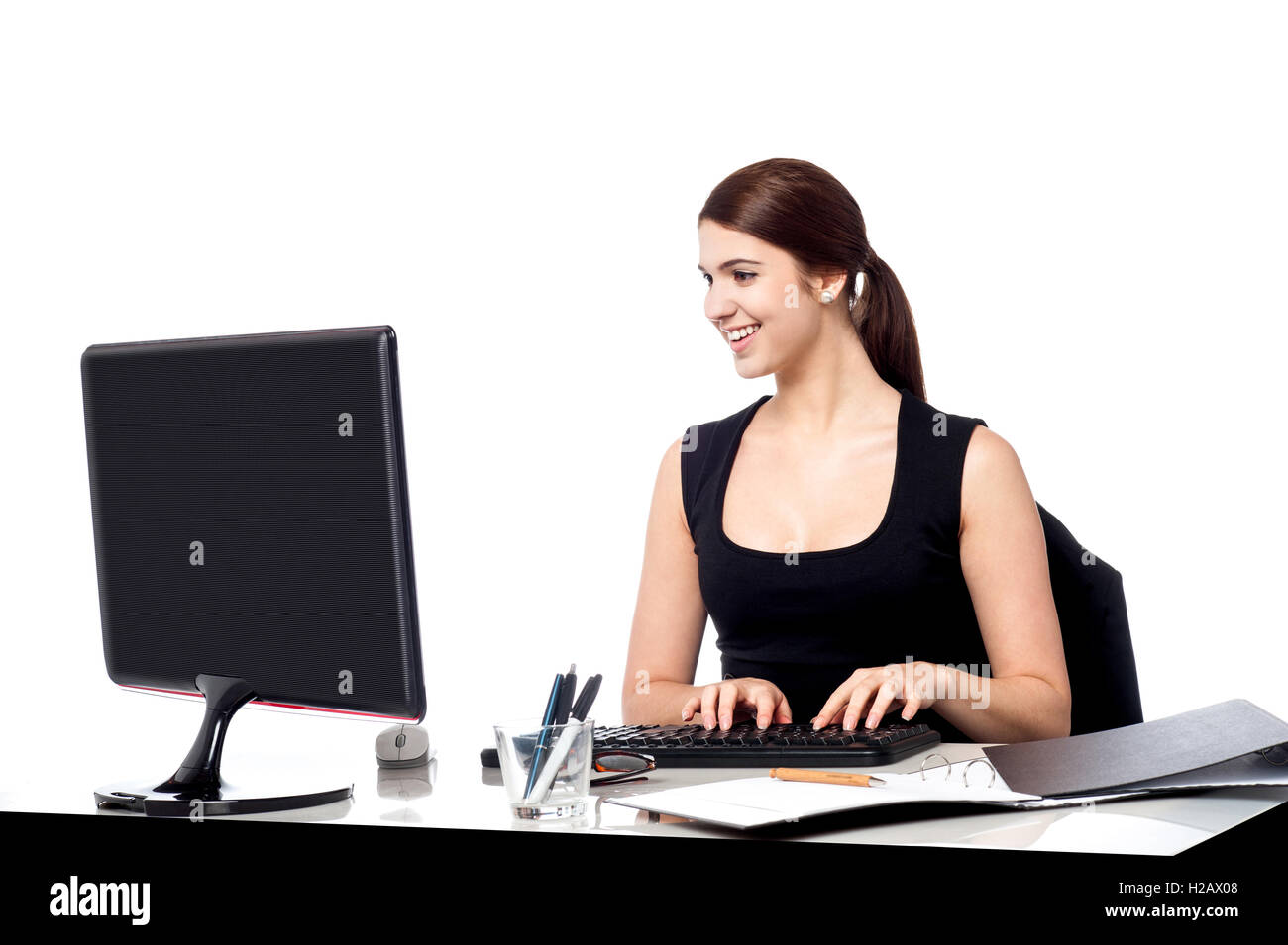 Pretty businesswoman at work Stock Photo - Alamy