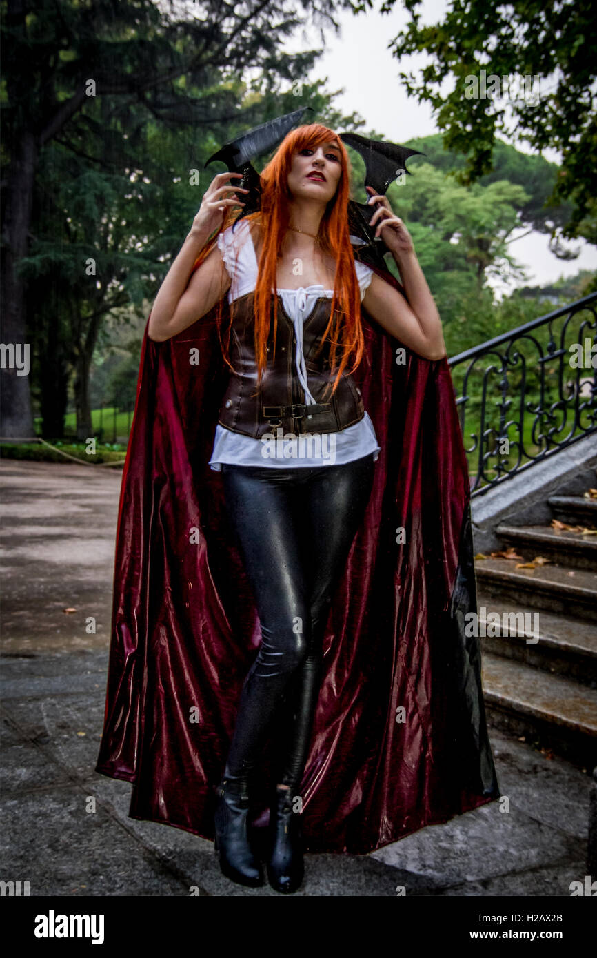 Romantic vampire.Portrait of the elegant woman in medieval era d Stock ...