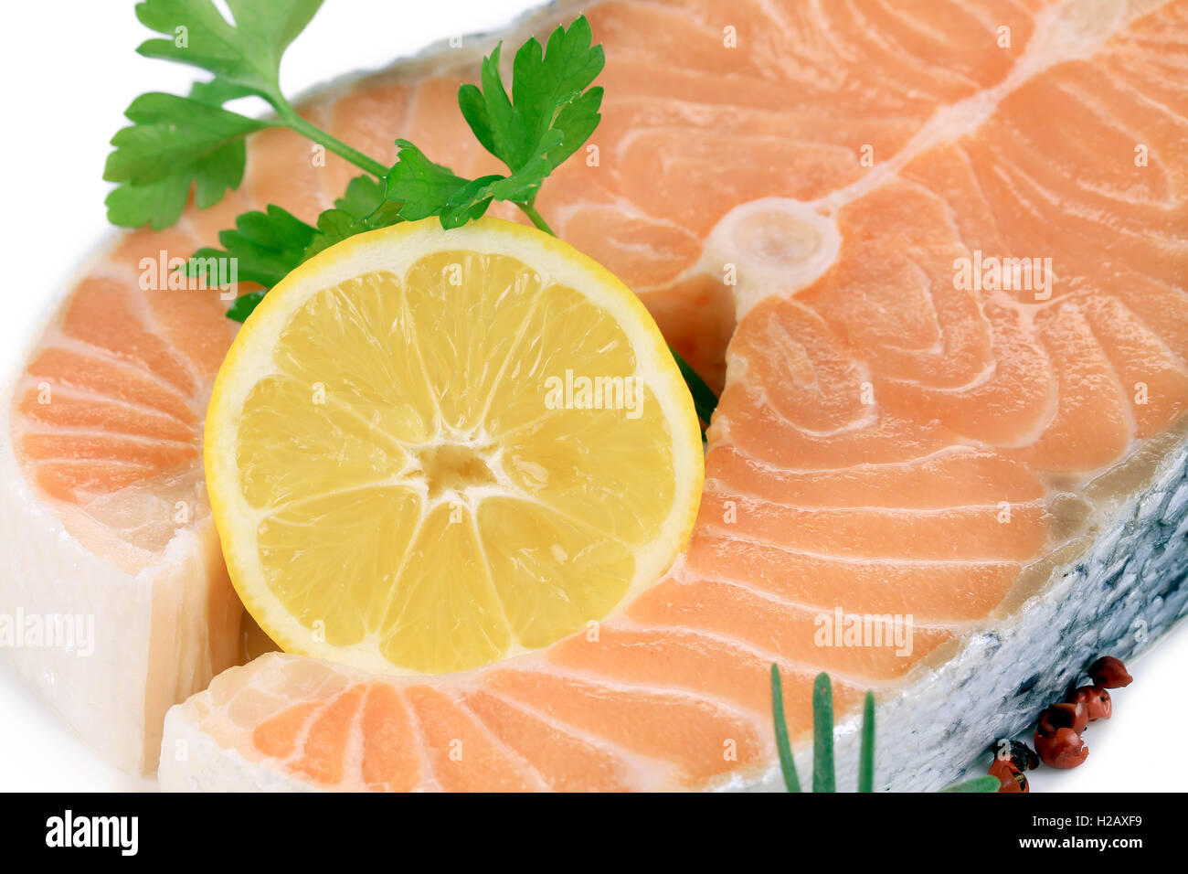 Salmon fillet with lemon Stock Photo - Alamy