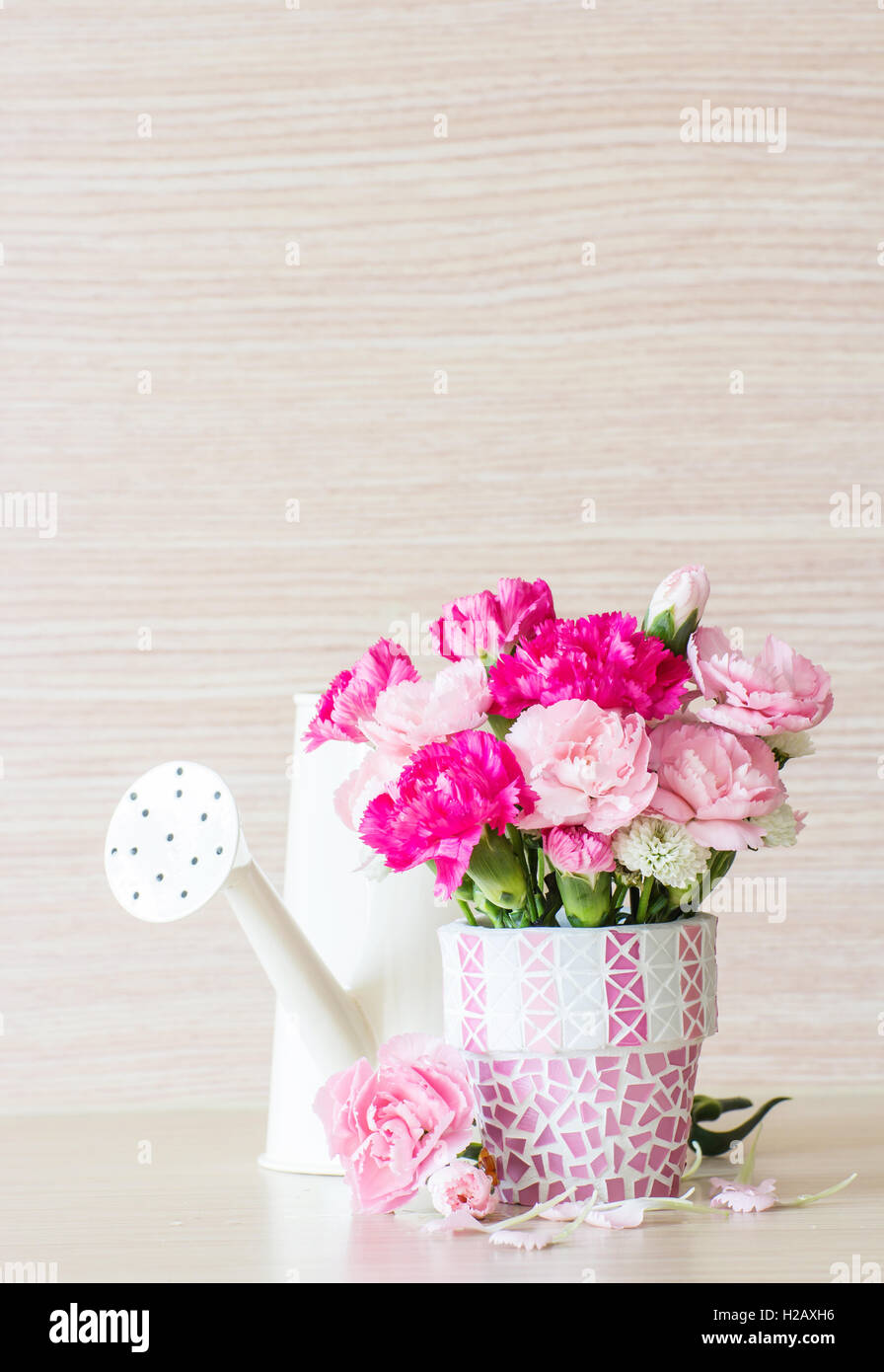 Carnation in mosaic flower pot Stock Photo - Alamy