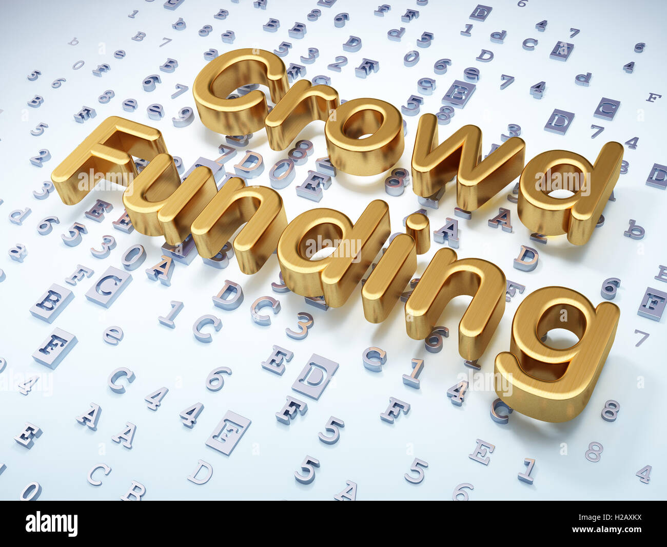 Business concept: Golden Crowd Funding on digital background Stock ...