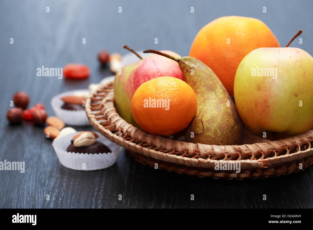 Sweets And Fruits Stock Photo - Alamy