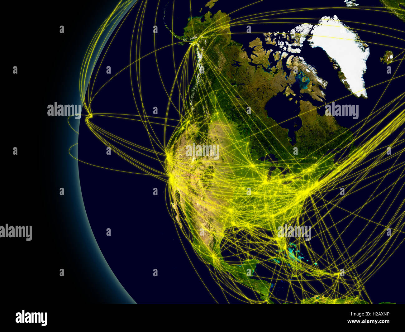North america map air routes hi-res stock photography and images - Alamy