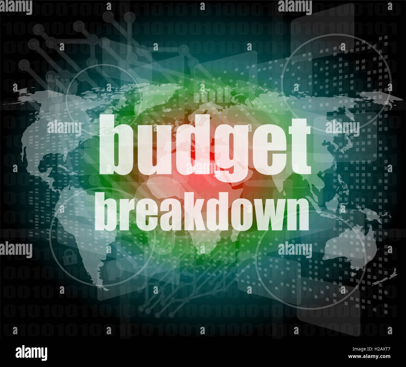 Business concept: words Budget breakdown on digital screen, 3d Stock ...