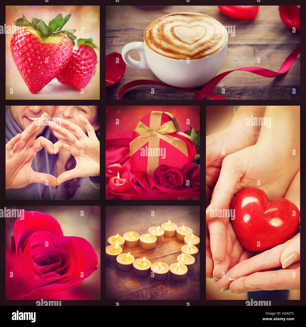 Valentine Collage. Valentines Day Hearts art design Stock Photo - Alamy