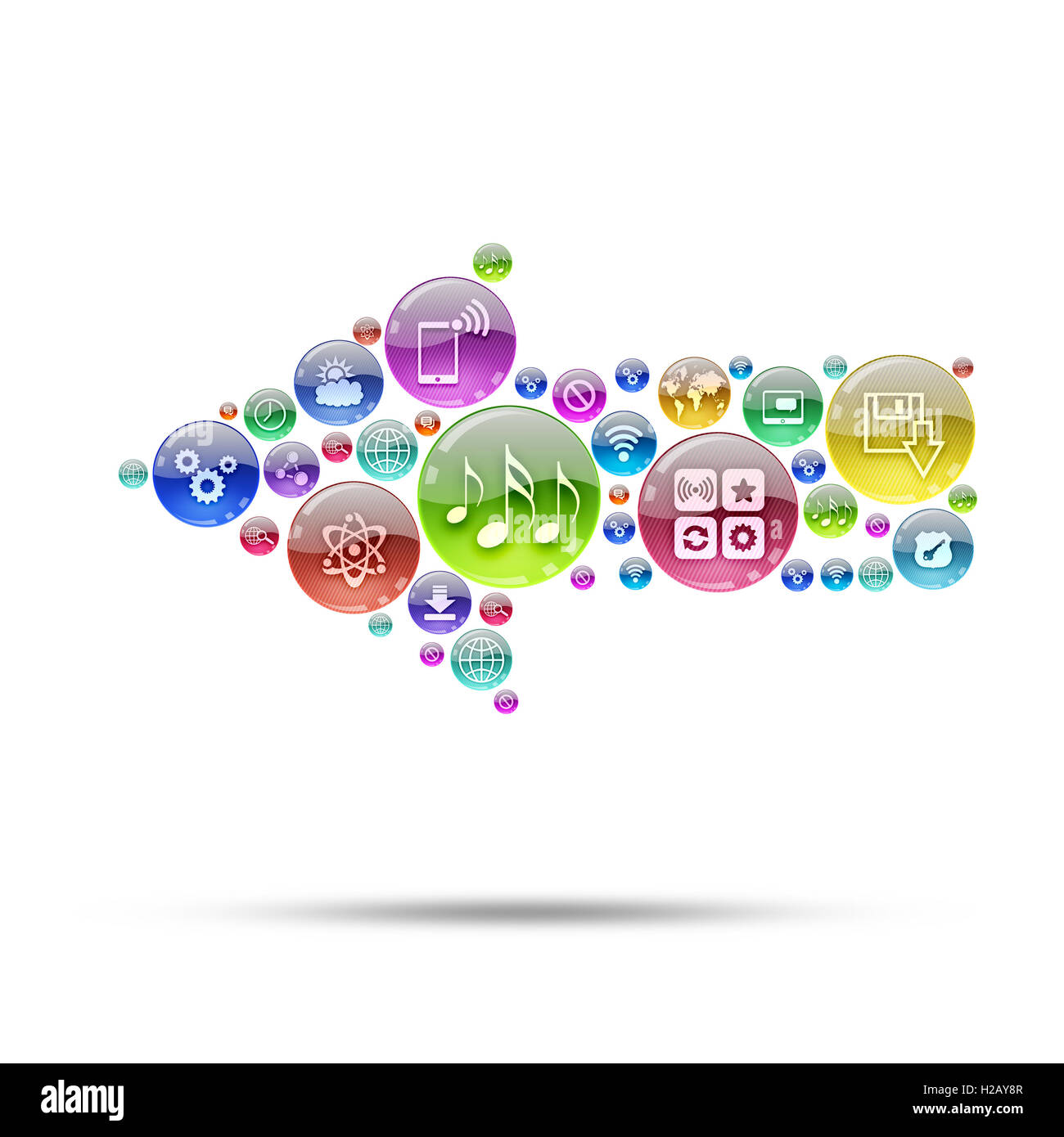 Silhouette arrow consisting of apps icons Stock Photo - Alamy
