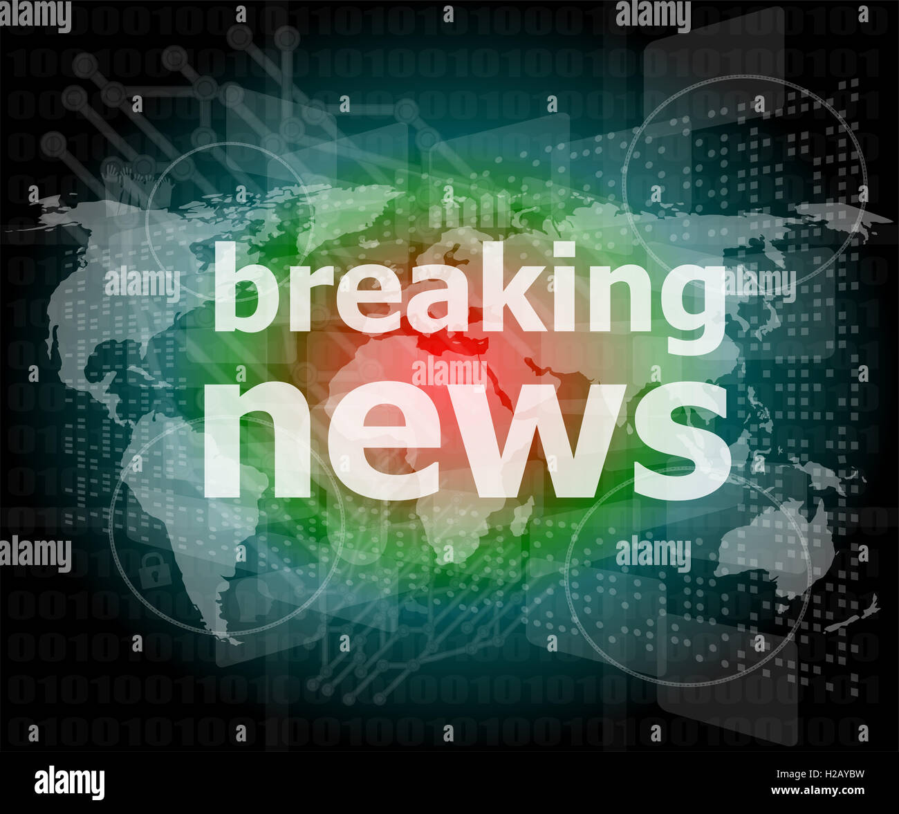 News and press concept: words breaking news on digital screen Stock ...