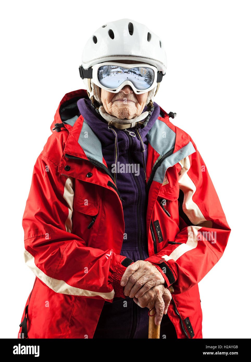 Old woman wearing helmet isolated hi-res stock photography and images ...